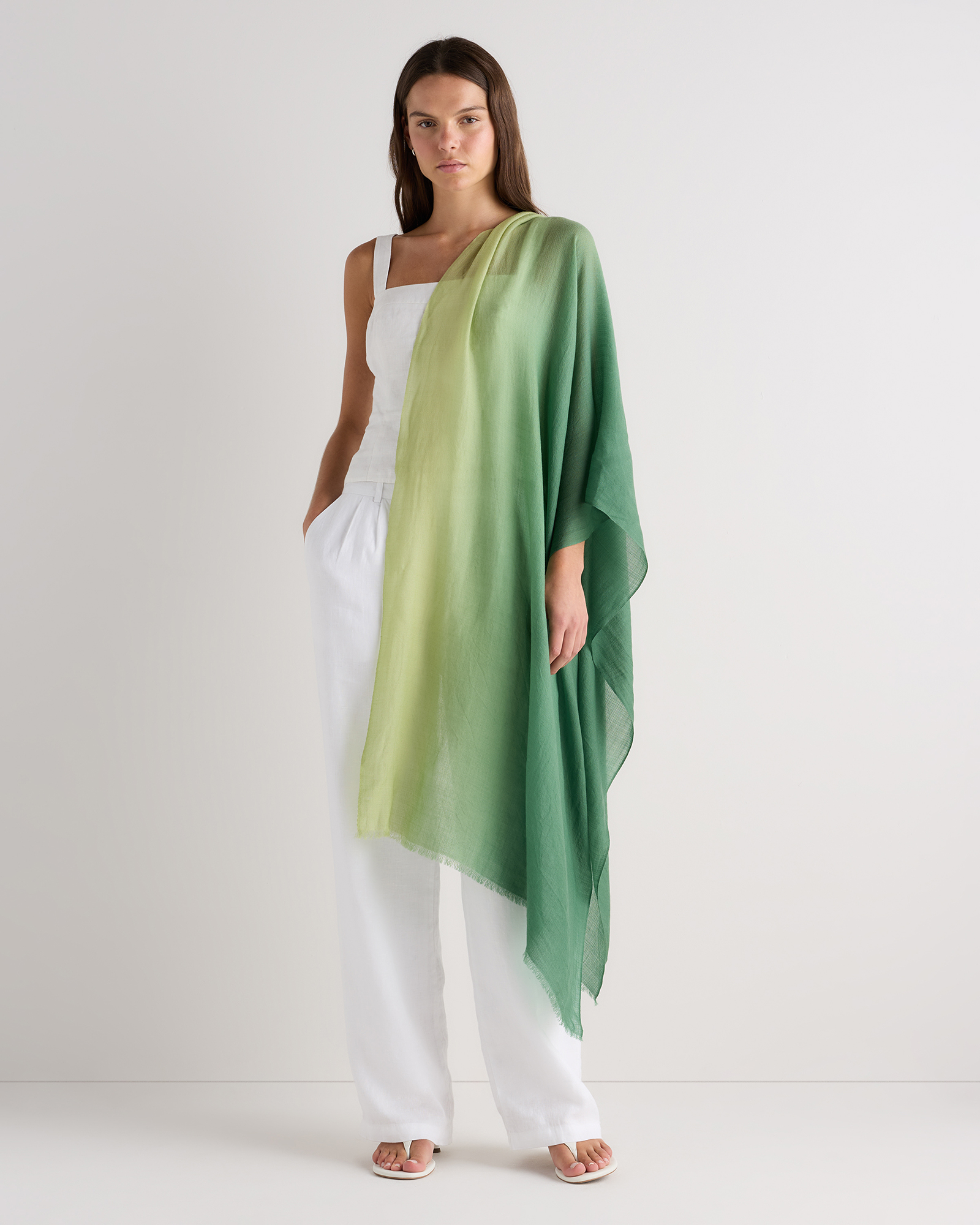 QUINCE women's featherweight merino wool dip-dye scarf